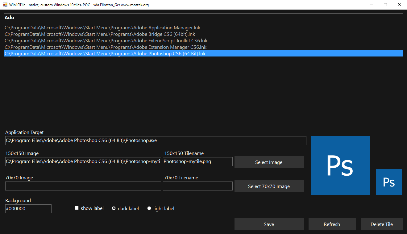 Win10Tile - native, custom Windows 10 tiles with jump list and context ...
